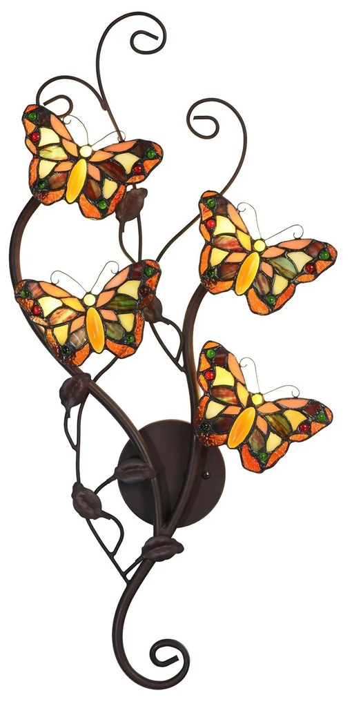 Nástěnná lampa Tiffany Papillons - 32*68 cm G4/4*2W