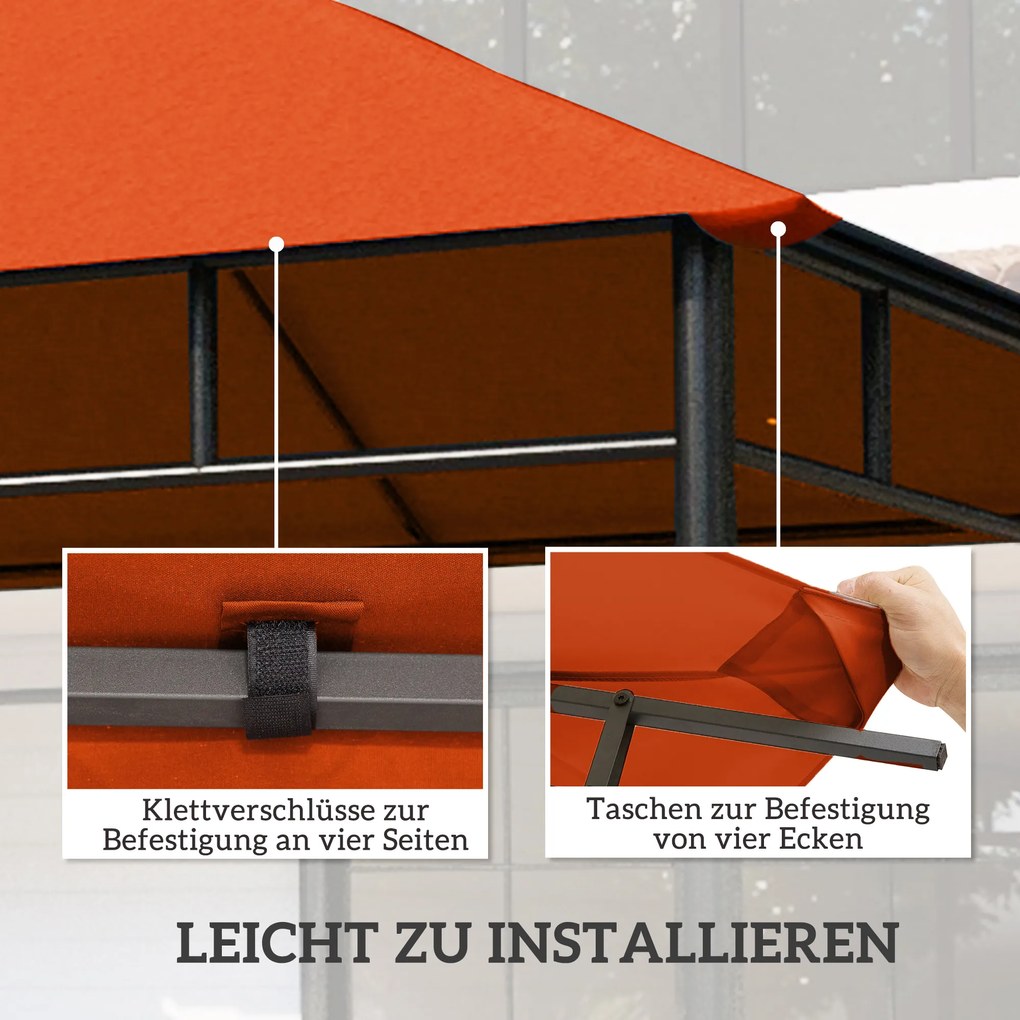Outsunny náhradní střešní kryt altánu z polyesteru 2,98 x 2,95 m v oranžové barvě pro zahradní altán | Aosom.de