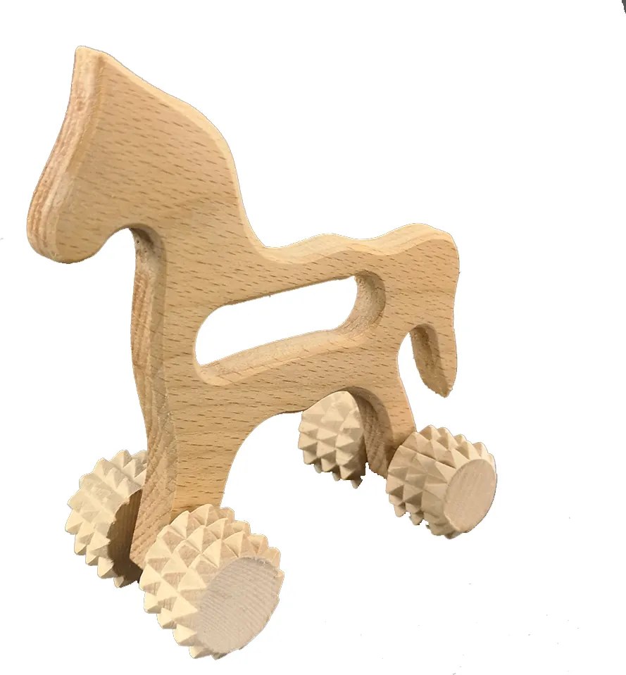 AMADEA Dřevěná masážní pomůcka koník, masivní dřevo, 15 cm