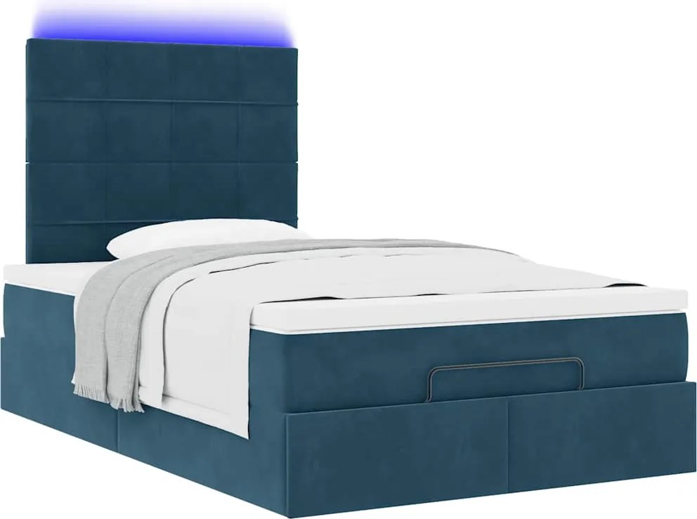 Osmanský rám postele s matracemi tmavě modrá 120x200cm samet 3314316