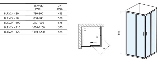 Ravak 1XVG0C00Z1 - Sprchový kout BLIX 120x190 cm lesklý chrom
