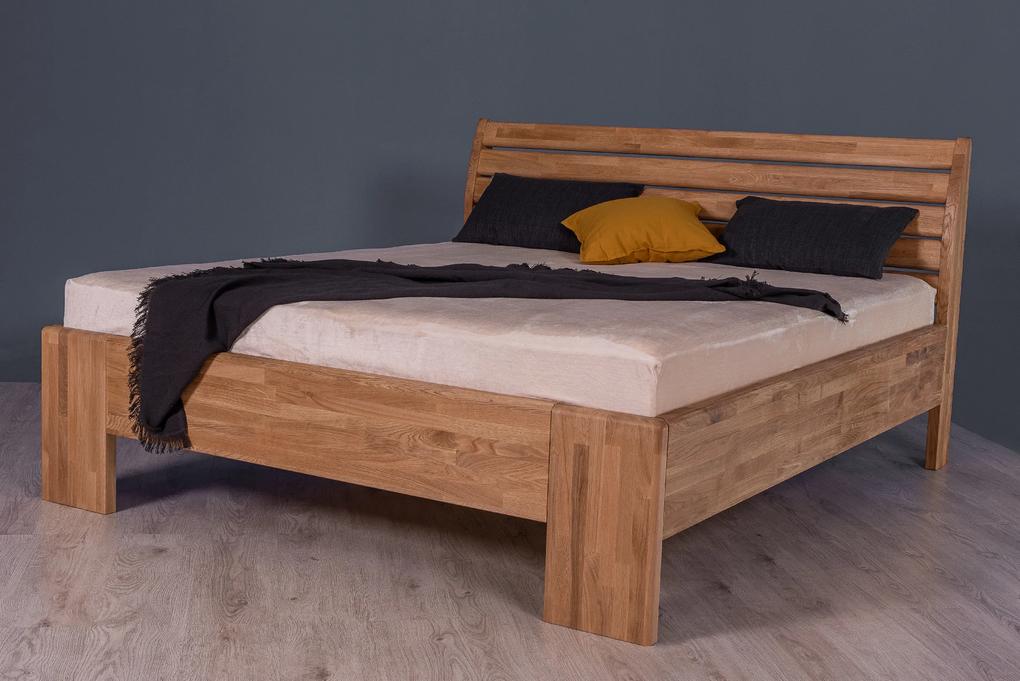 Masivní postel CURYCH - Solwo Design Dřevo a odstín oleje: DUB Cink - Olej odstín DO206, Rozměr spací plochy: 180x200