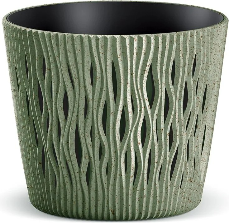 PRO Květináč SANDY ROUND ECO WOOD zelený 12,8cm