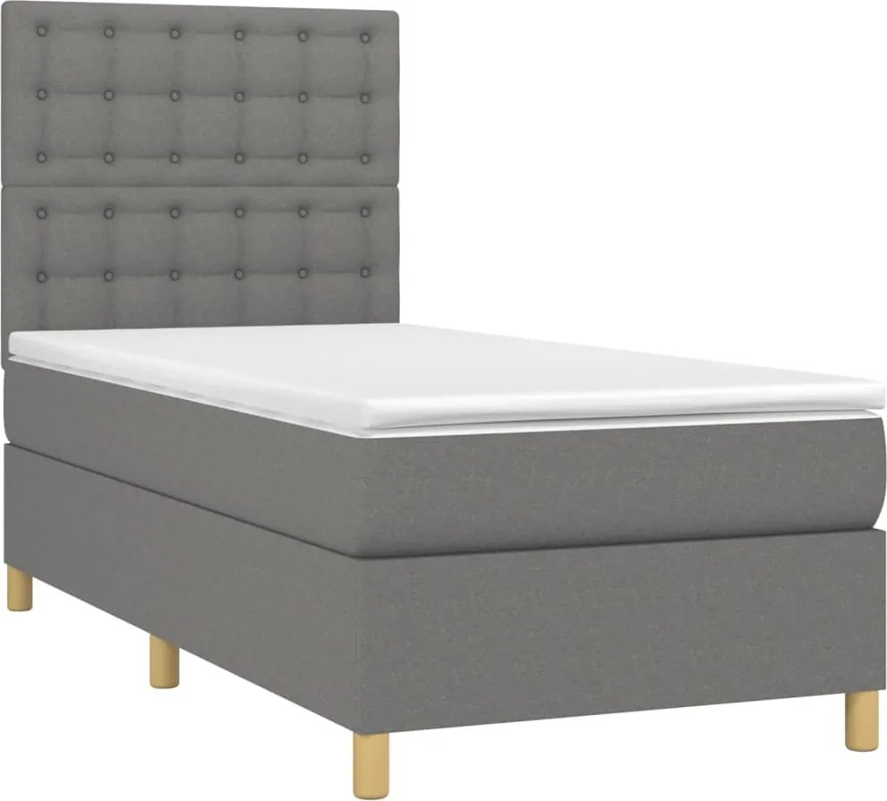 Box spring postel s matrací a LED tmavě šedá 80 x 200 cm textil 3135710