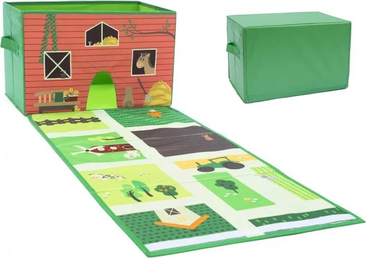 HOUSE OF KIDS Koš na hračky / úložný koš s hrací plochou Farma