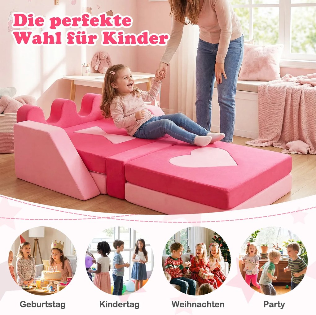 Costway 14 dětská pohovka na hraní, modulární dětská pohovka od 3 let, měkká