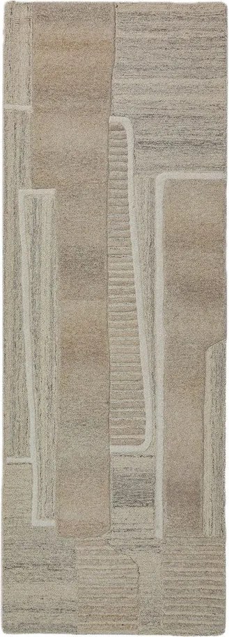 Šedobéžový ručně tkaný vlněný běhoun 80x300 cm Lira – Flair Rugs