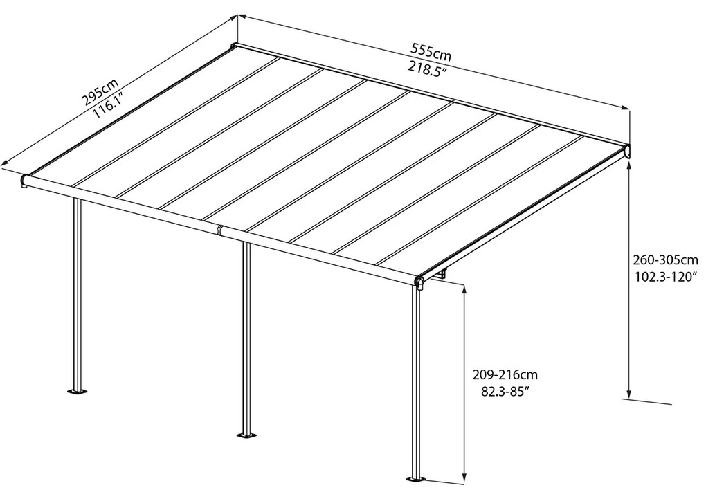 Sierra 5400 bílá 3 x 5,46 - hliníková (montovaná) pergola