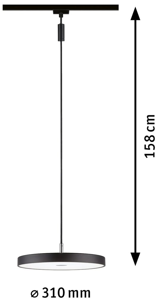 Paulmann 96798 Hildor, závěsné svítidlo pro Urail system, 1x15W LED 4000K, tříkrokové stmívání, černá, průměr 31cm