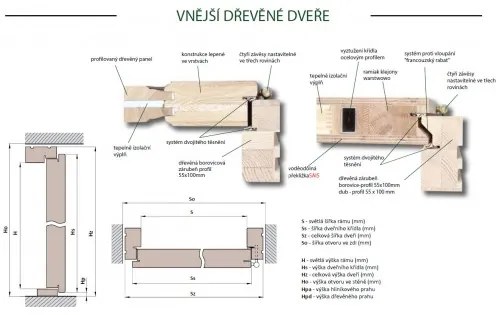 Archo - Venkovní vchodové dřevěné dveře Masivní D-2 Frej 105057