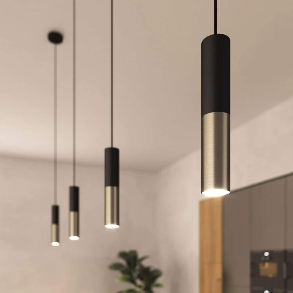 creative cables Závěsná lampa doplněná o textilní kabel a dvojité stínidlo Tub-E14 Barva: Matná bílá-matná měď