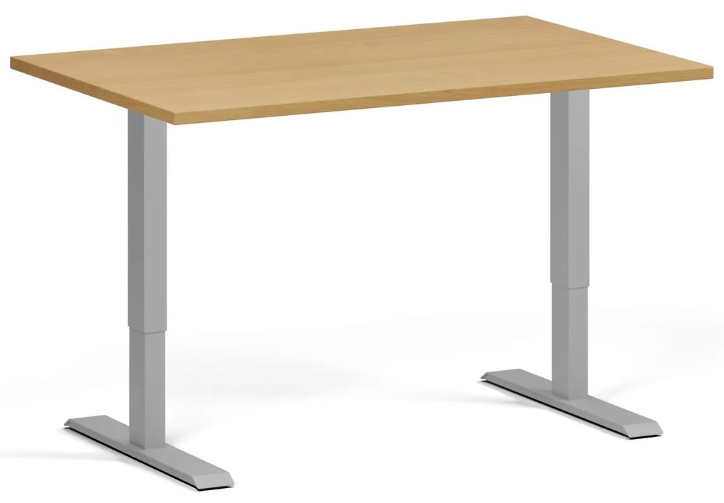 Výškově nastavitelný stůl, 120x80 cm, 1 motor, šedá podnož, buk