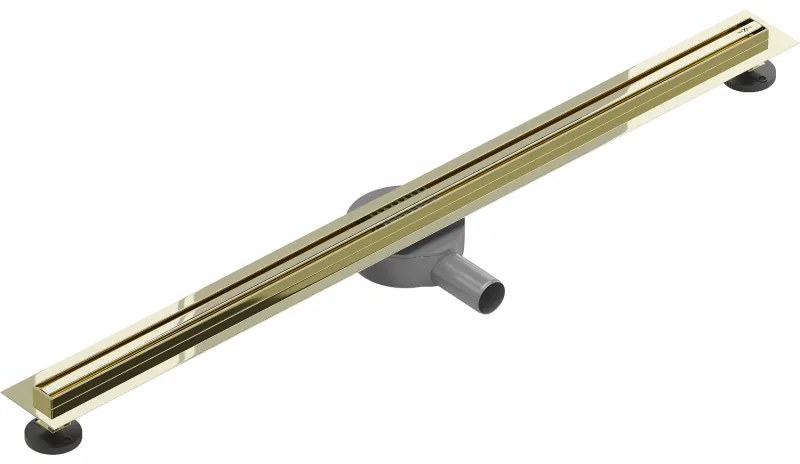 Mexen Flat nerezový sprchový žlab s rotačním 360° sifonem 80 cm, vzor SLIM, zlatá, 1541080