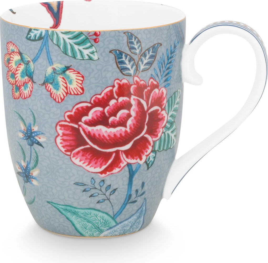 Pip Studio Flower Festival sada 2 hrnků 440ml, modrá (Sada 2 XL hrnků v dárkovém balení )