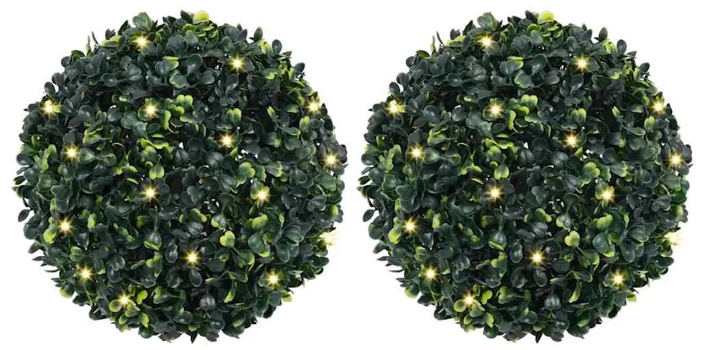 Umělé buxus koule s LED světly 2 ks zelené 45 cm 3335896