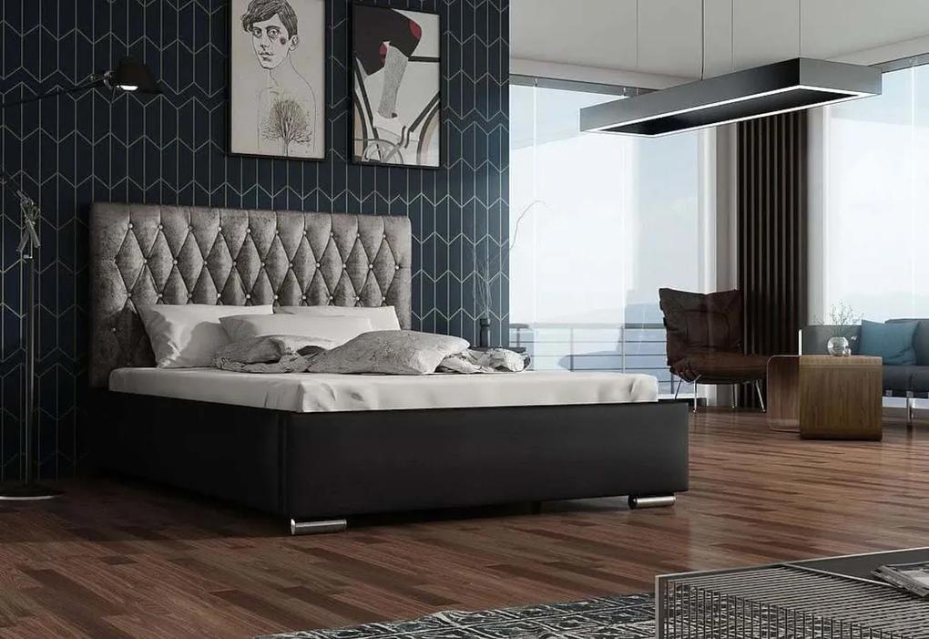 Čalouněná postel SIENA + rošt + matrace, Siena04 s knoflíkem/Dolaro08, 180x200