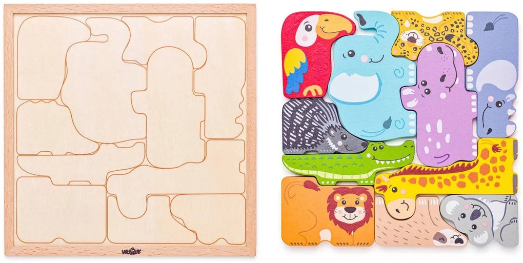 WOODY DŘEVO Puzzle zvířátka 11 dílků na desce *DŘEVĚNÉ HRAČKY* 91995