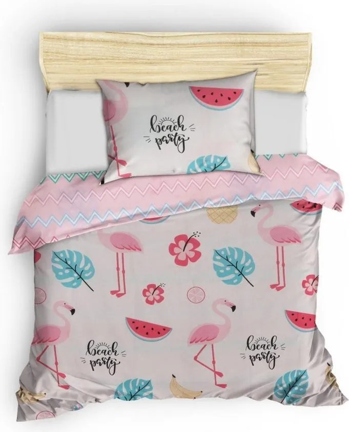 Bílo-růžové dětské povlečení na jednolůžko 140x200 cm Kokteyl – Mijolnir