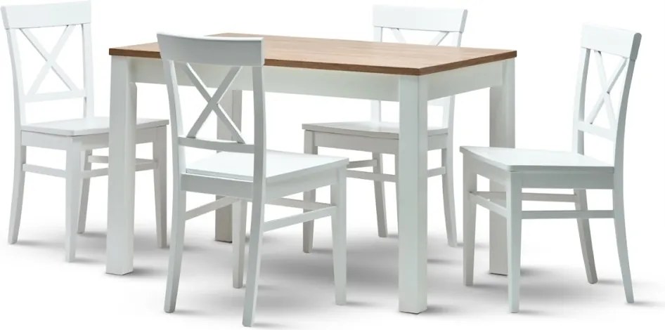Stima Jídelní stůl CASA Mia (120 x 80 cm + 40 rozklad) – deska dub halifax tabák/ podnož bílá (vzorek z prodejny)