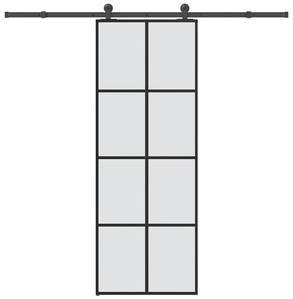 Posuvné dveře s kováním 76x205 cm ESG sklo a hliník 3332888