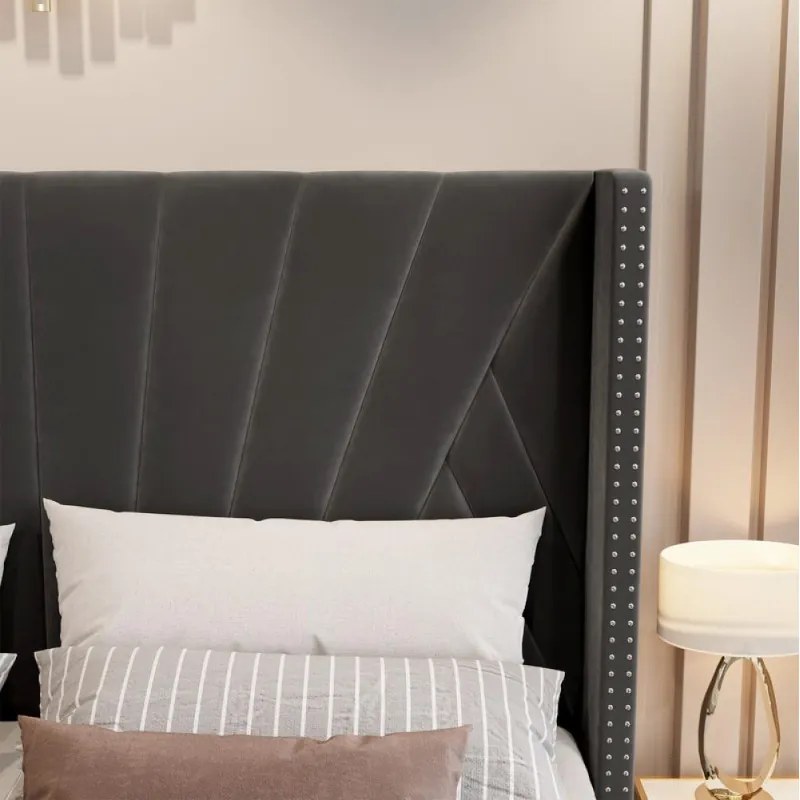 Postel s roštem, 180x200, tmavě šedá Velvet látka, PENELOPE Kondela 0000405902