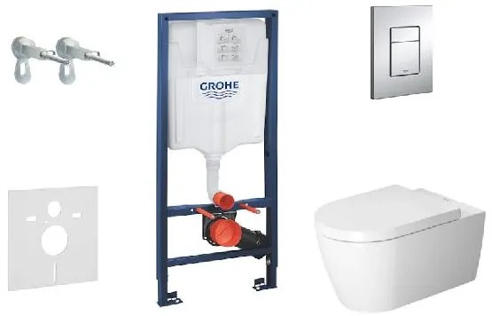 Grohe Rapid SL - Set předstěnové instalace, klozetu a sedátka ME by Starck, Rimless, SoftClose, tlačítka Skate Cosmo, chrom 38528SET-KM