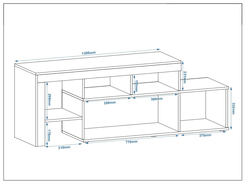 Vomaks unit, s.r.o. Televizní stolek PRADO Barva: dub tacho + bílá