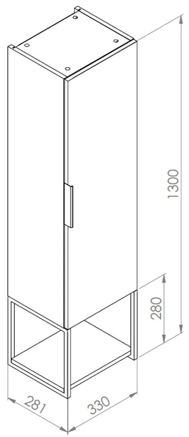 Comodo Doplňková koupelnová skříňka vysoká Kubus W V 130 P/L