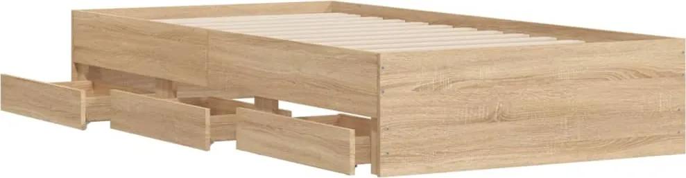 vidaXL Rám postele se zásuvkami 75 x 190 cm kompozitní dřevo [3207331] Barva: Černá