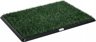 PawHut psí toaleta 76 x 50,5 cm Psí záchod s 1 umělým trávníkem pratelný Štěněcí toaleta pro psy pro balkon Domů Černá+Zelená