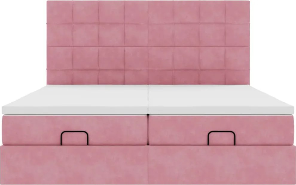 Osmanský rám postele s matracíes růžová 160x200cm samet 3313771