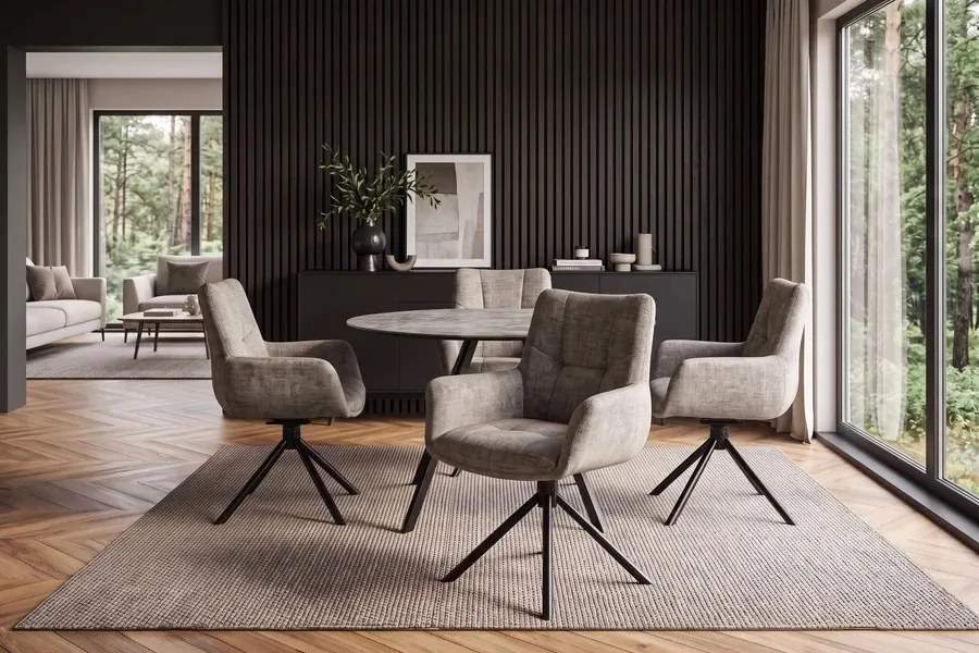 Designová otočná židle Vondila taupe samet
