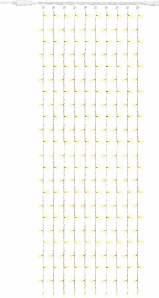 Easy Fix LED světelný závěs venkovní, 100 × 300 cm, teple bílá, 300 diod, bílý kabel, IP67, prodlužovací