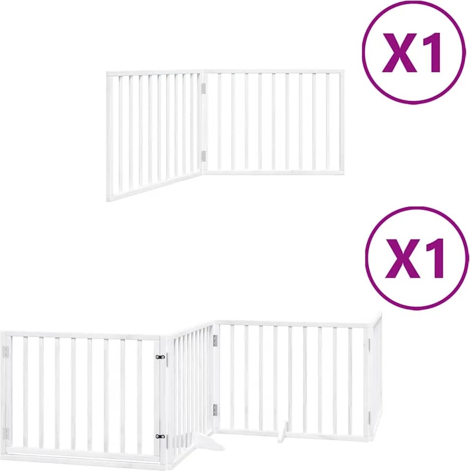 Zábrana pro psy s dvířky skládací 6 panelů bílá 480 cm topol 3155561