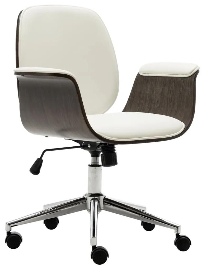 Kancelářská židle bílá ohýbané dřevo a umělá kůže,  283126