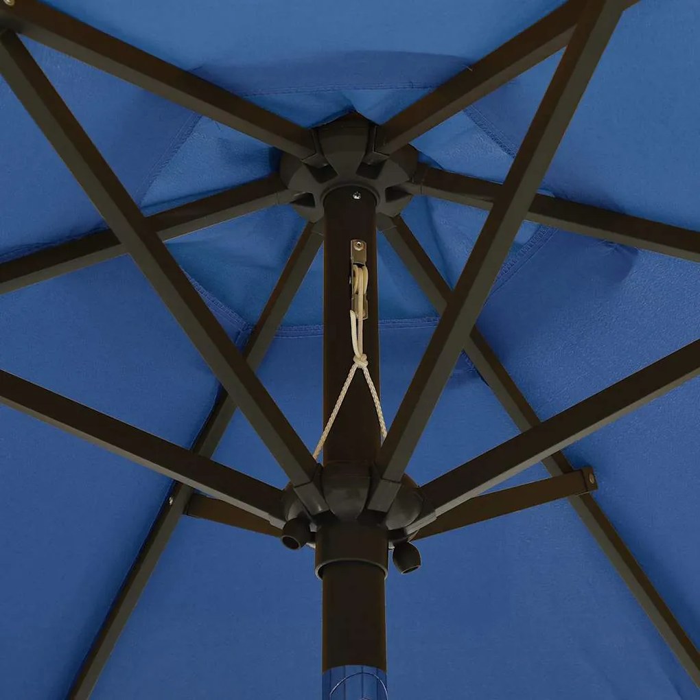 Zahradní slunečník s LED osvětlením azurový 200 x 211 cm hliník 313564