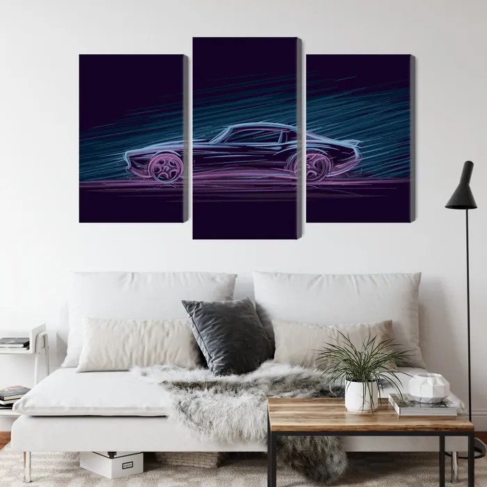 Vícedílný obraz Neonové Svalové Auto Nedostatek Nedostatek Plátno Canvas 120x80