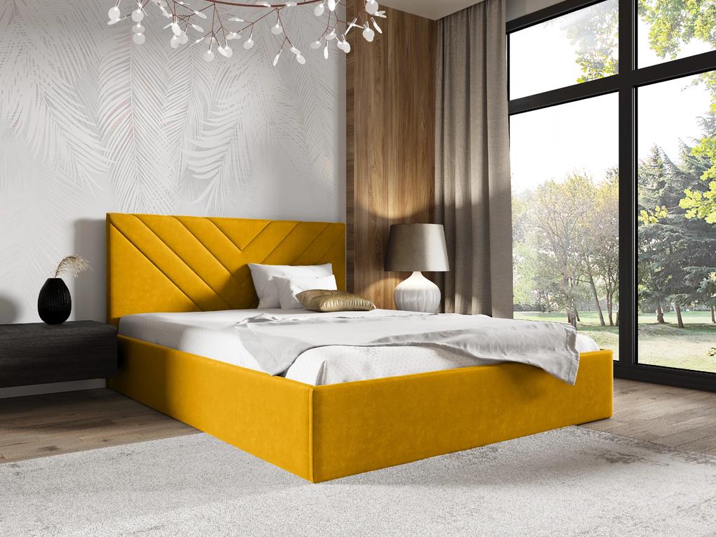 Eka Čalouněná postel LIZA 140x200 cm Barva látky Trinity: (2317) Oranžová, Úložný prostor: Bez úložného prostoru