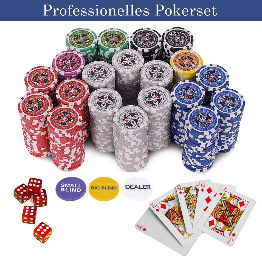 Costway 500-dílná kasino pokerová sada s žetony a hracími kartami
