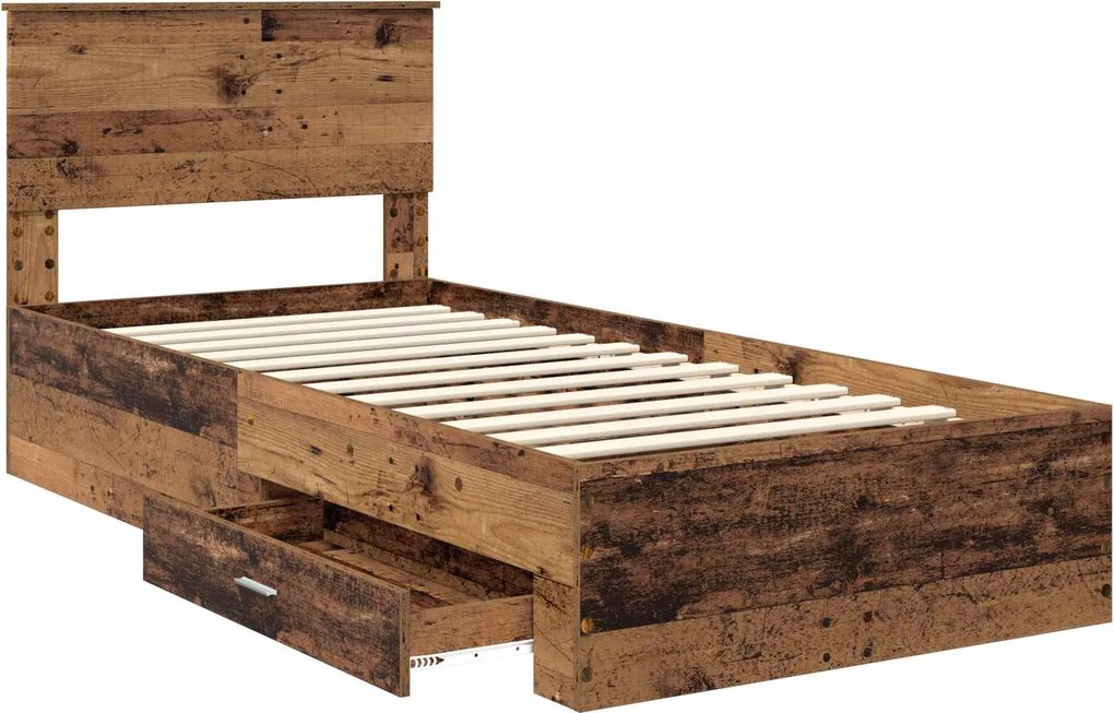 Rám postele s čelo Staré dřevo 90 x 190 cm Kompozitní dřevo 3410956