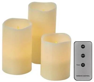 3x vánoční LED dekorační svíčka, teplá bílá, 3xAAA, časovač, ovladač Emos ZY2143