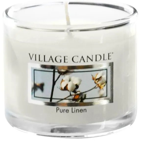 VILLAGE CANDLE Mini svíčka Village Candle - Pure Linen, bílá barva, sklo