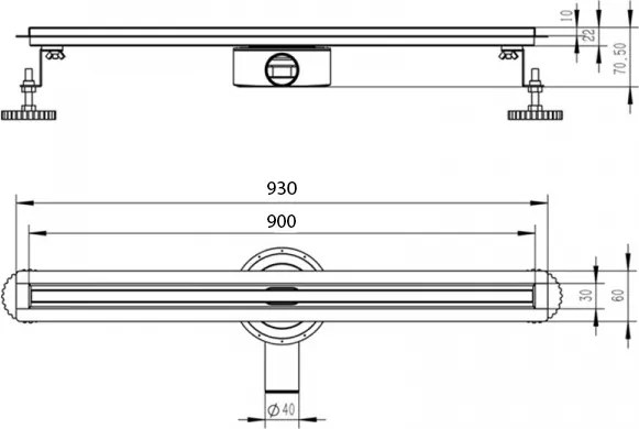 BPS-koupelny Sprchový odtokový žlab DL03  90 cm, černý