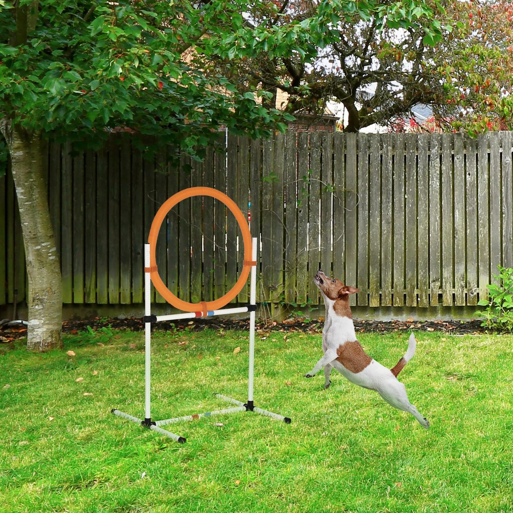 Výcvikový set PawHut pro psy skákací kruh agility přenosný PE bílý oranžový 74,5x66x91cm pro efektivní výcvik psů