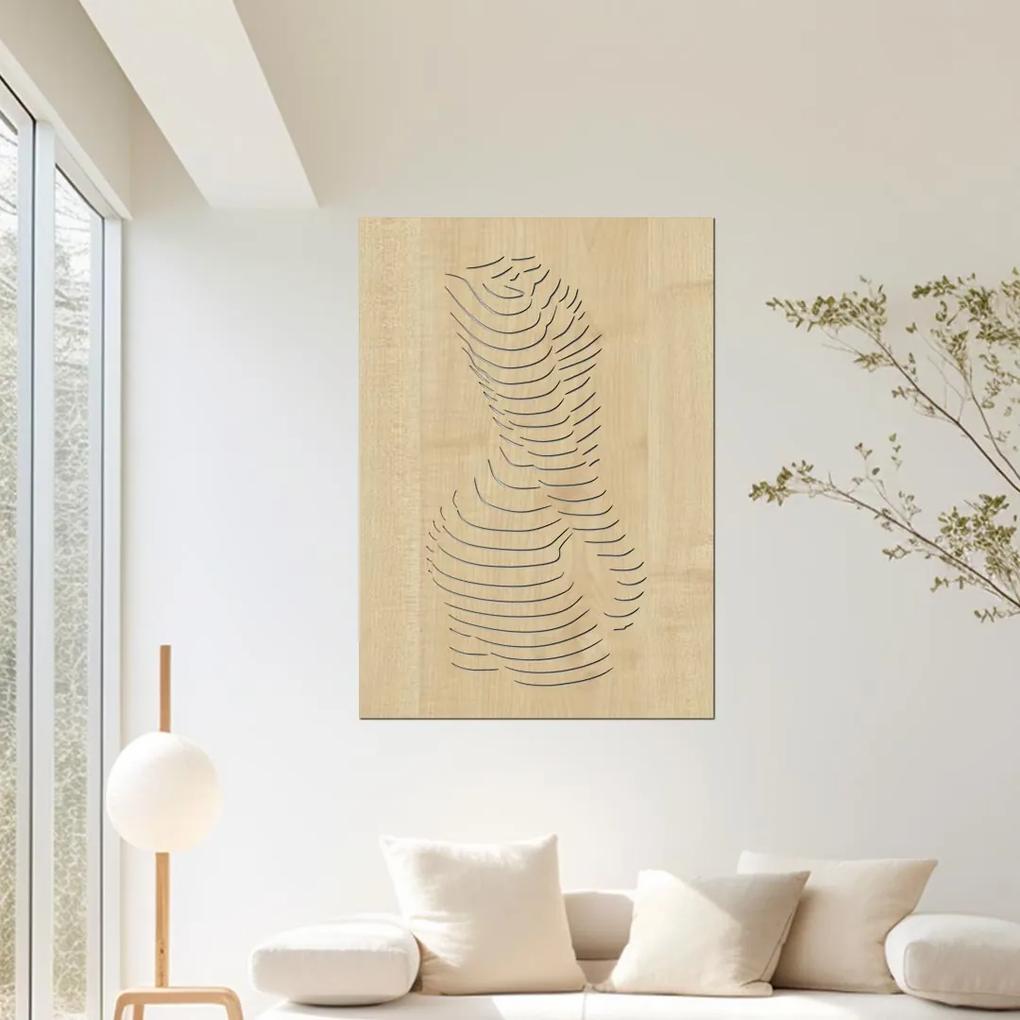 Dřevěný obraz aktu Ženské křivky Rozměry (cm): 42x60, Barevný vzor: Světlý dub