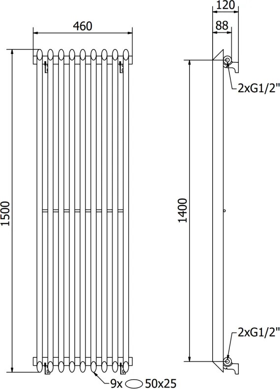 Mexen Atlanta, topné těleso 1500x460 mm, 894 W, černá, W211-1500-460-00-70