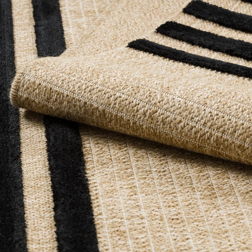 Dywany Łuszczów, Kusový koberec Spark 0689 beige/black, 180x270, béžová, chodba / předsíň
