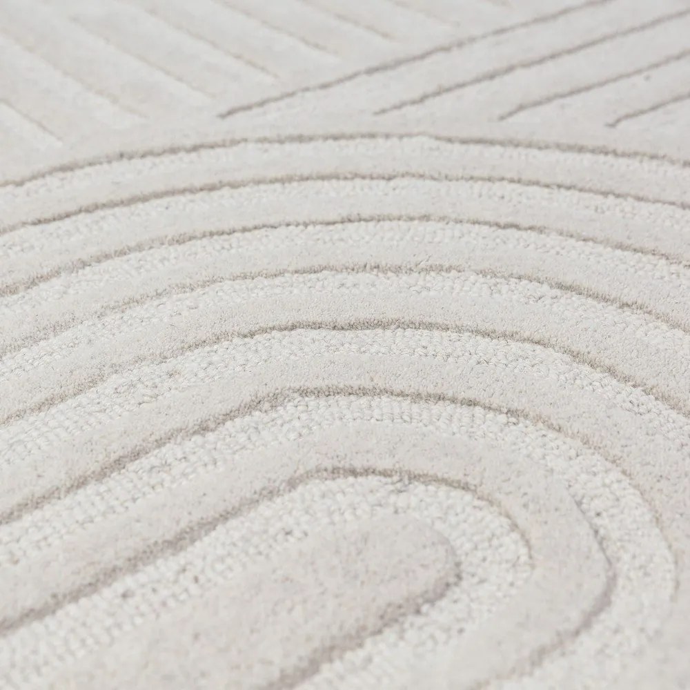 Slonovinový ručně tkaný vlněný kulatý koberec ø 160 cm Zen Garden – Flair Rugs