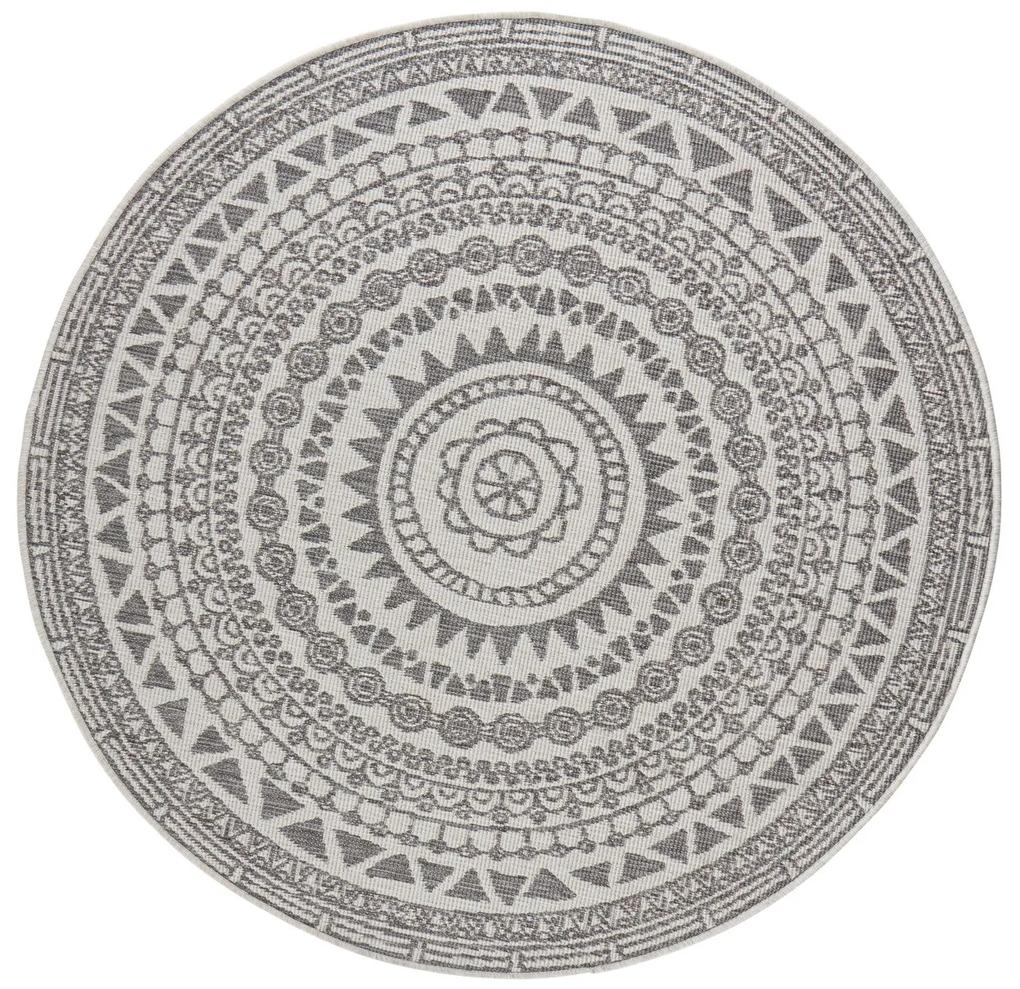Bougari - Hanse Home koberce Kusový koberec Twin Supreme 103858 Grey/Cream - 140x140 (průměr) kruh cm