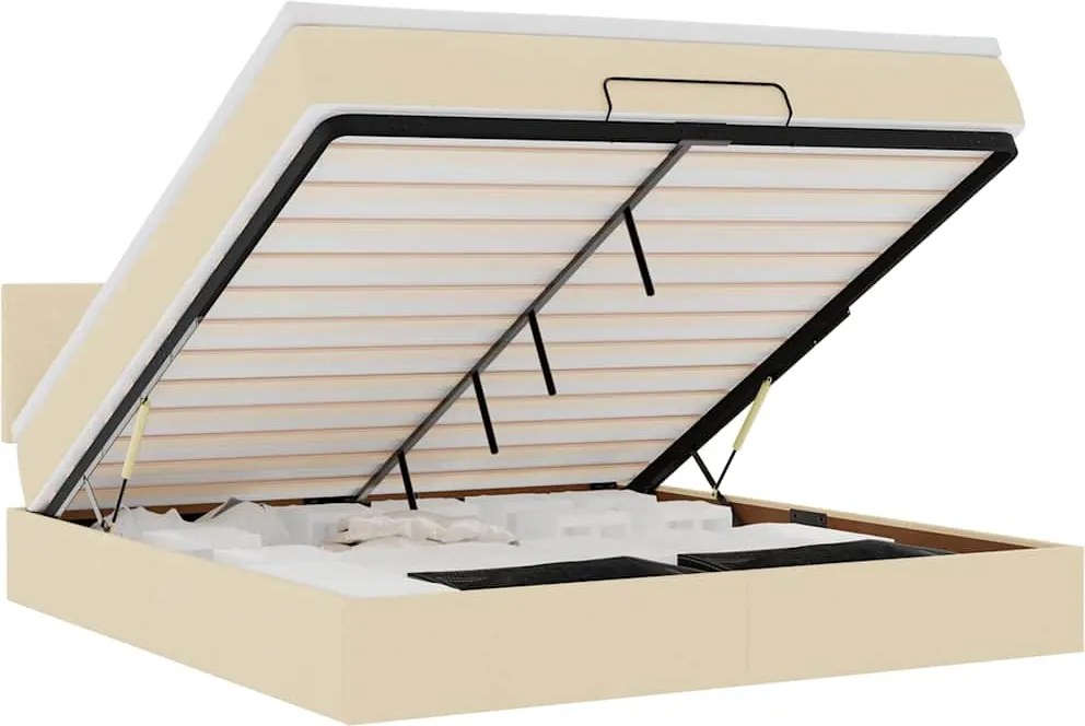 Osmanská postel s matrací & LEDs krémová 180x200cm látka 3312248